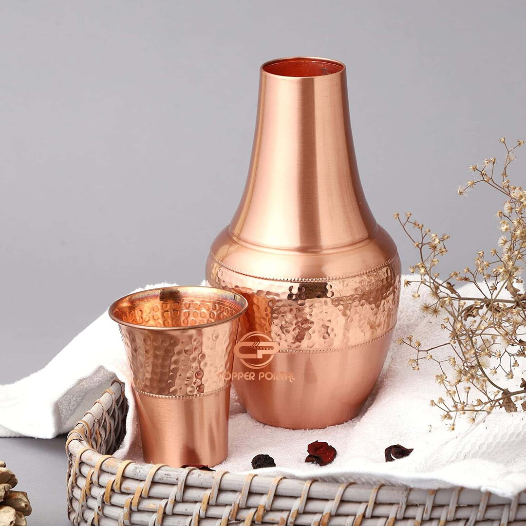 Pure Copper Venus Pot Bedroom Bottle Night Jugs, Flask With Tumbler ...