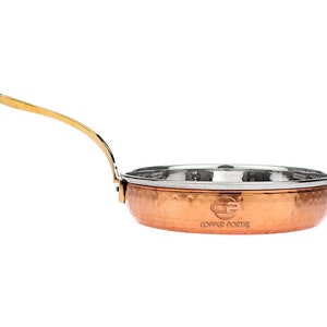 Copper Steel Fry Pan With Brass Handle for Serving Set of 3 Pcs for ...