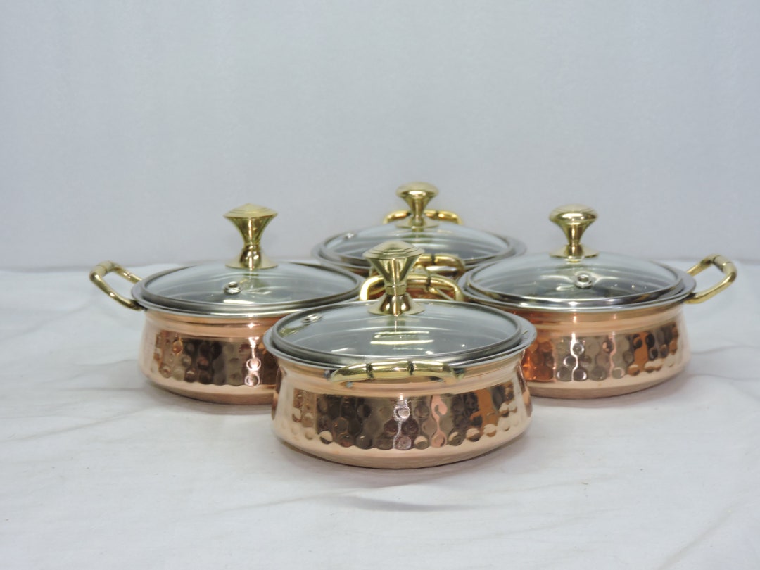 Handmade Steel Copper Casserole Dish Serving Food Daal Curry Serveware ...