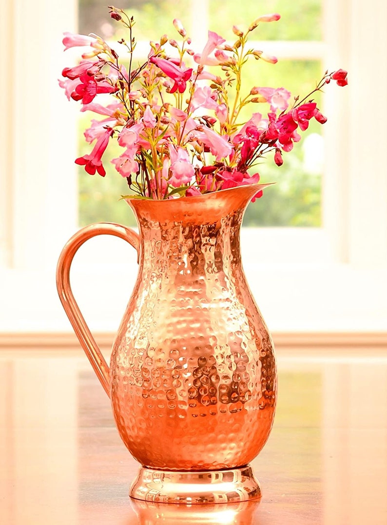 Pure Copper Pitcher Large Hammered Copper Water Jug for - Etsy