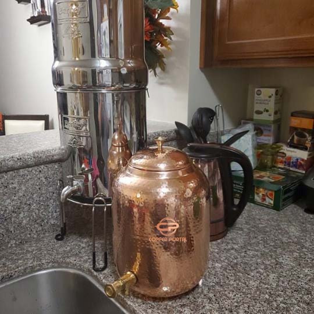 Hammered Copper Water Dispenser/jar matka/pot Container Pot Water Tank ...