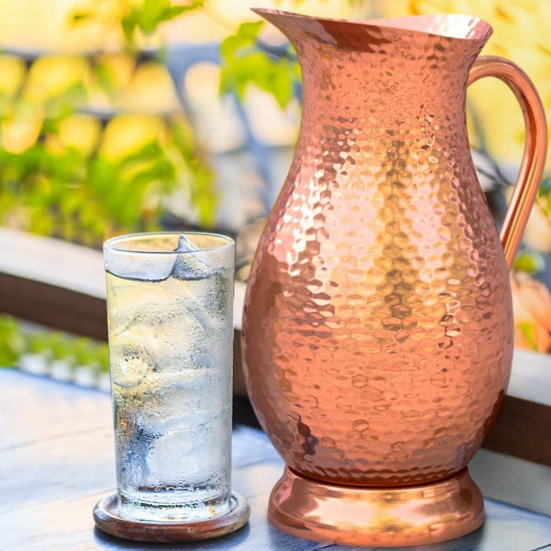 Pure Copper Pitcher Large Hammered Copper Water Jug for - Etsy