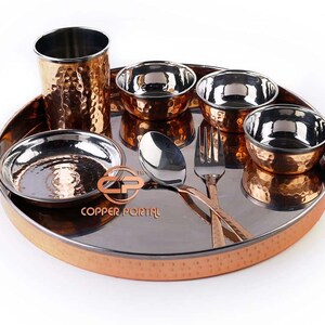 Handmade Dinnerware Stainless Steel Copper Indian Traditional Dinner ...