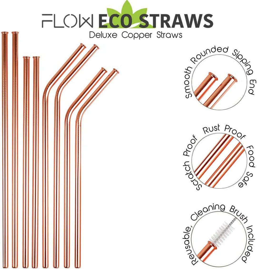 Barware Reusable Copper Drinking Straws Copper Straws With Cleaning ...