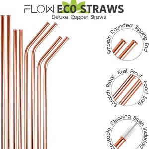 Barware Reusable Copper Drinking Straws Copper Straws With Cleaning ...