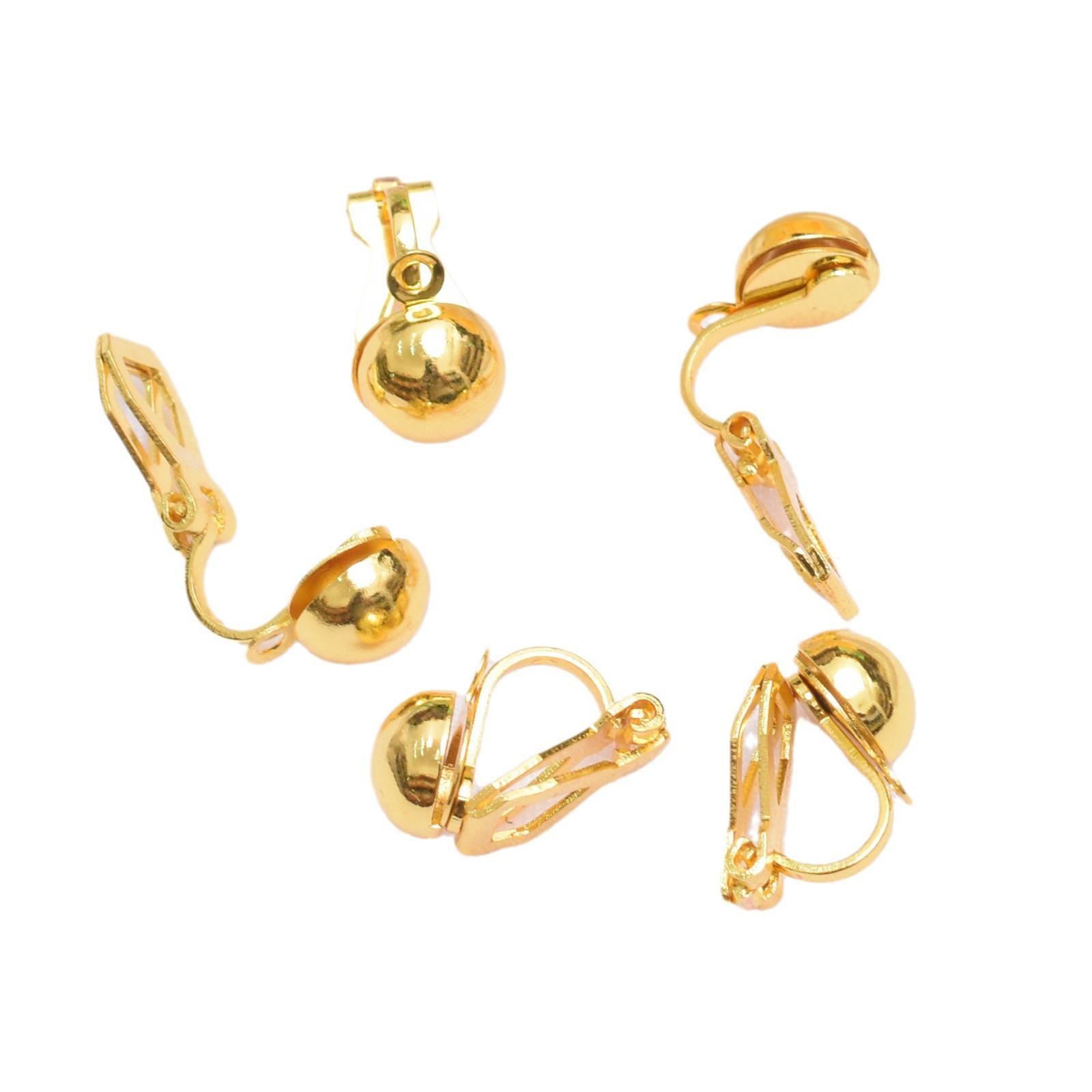 10 Pcs Snap Type Round Ball Clip on Earrings, 13mm No Piercing Earring ...