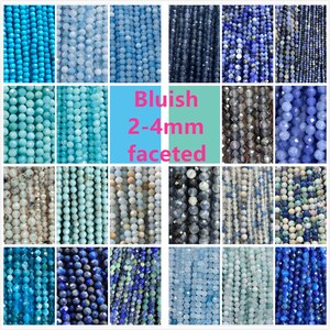 Various Bluish Color Gemstone Faceted Round Beads Collection, 2mm 3mm ...