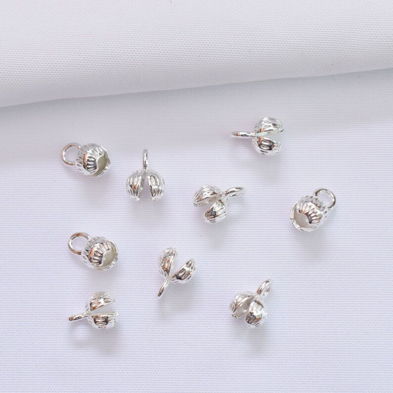 10 Pcs Big Bead Chain Ends, Carved Beaded Chain Crimps With Loop, Ball ...
