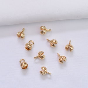 10 Pcs Big Bead Chain Ends, Carved Beaded Chain Crimps With Loop, Ball ...