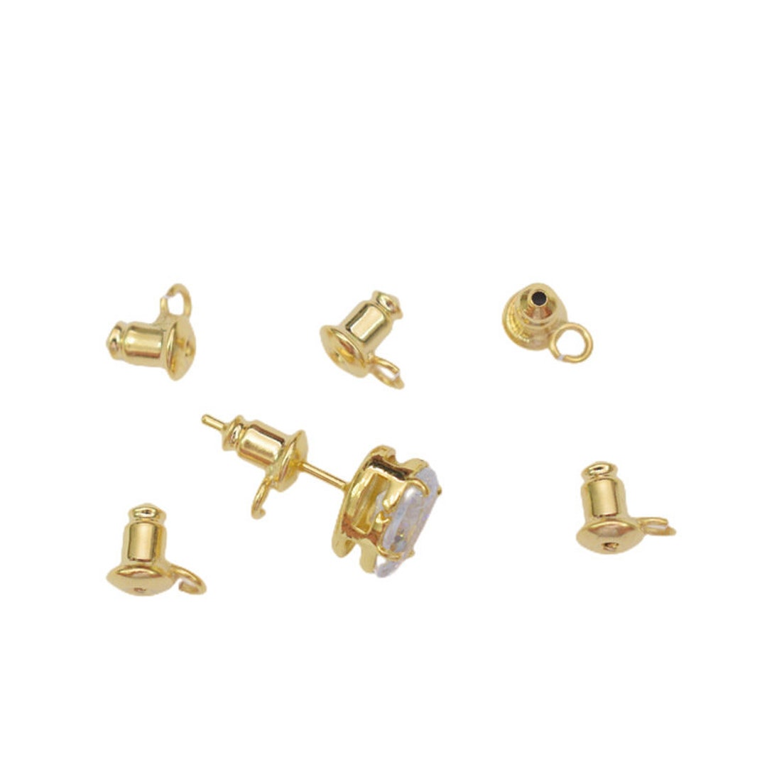 100 Pcs Bullet Ear Nuts With Open Loop, Earstud Earring Backs, Earing ...