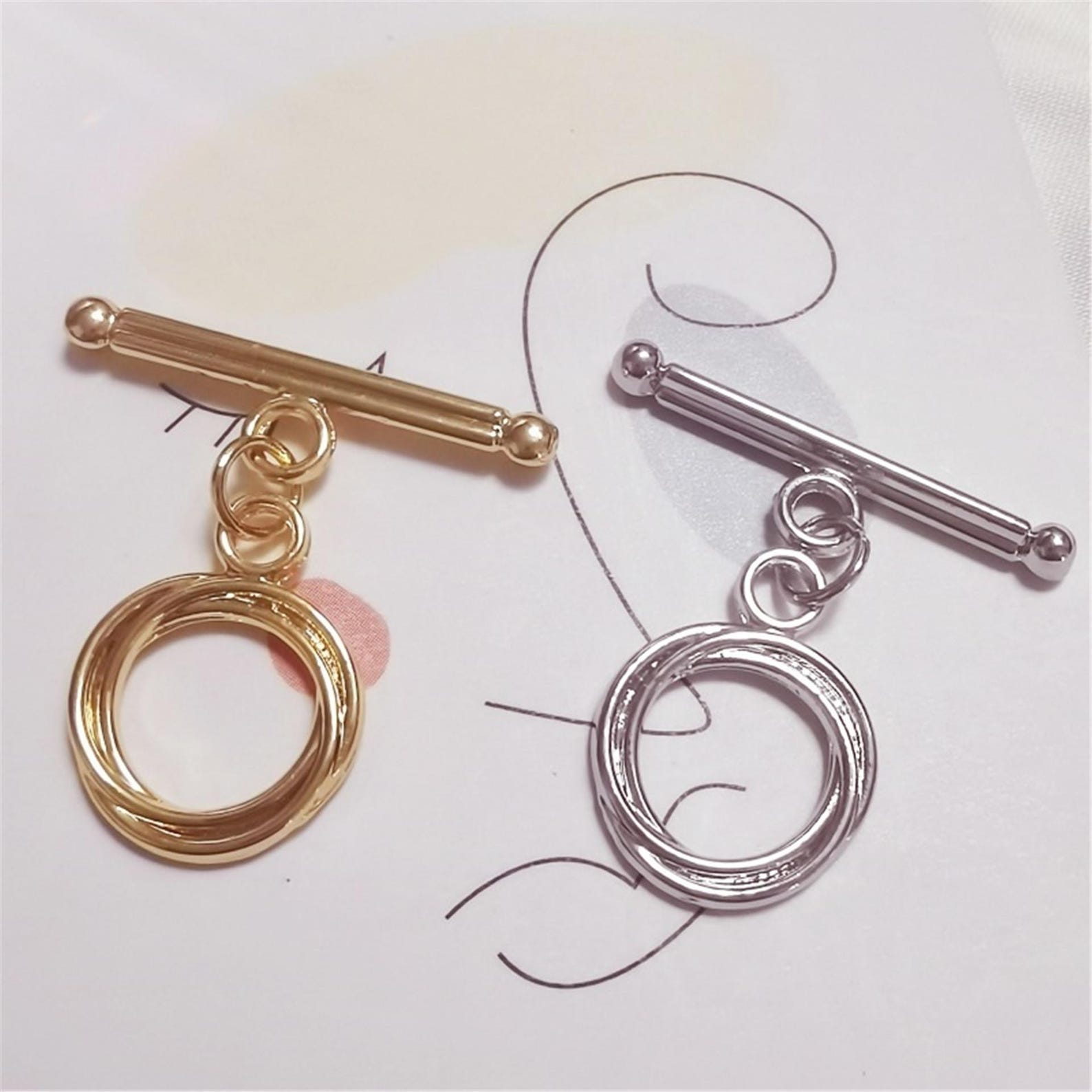 10 Sets OT Clasp, Carved Round Circle and Stick Set, Twined Buckle ...