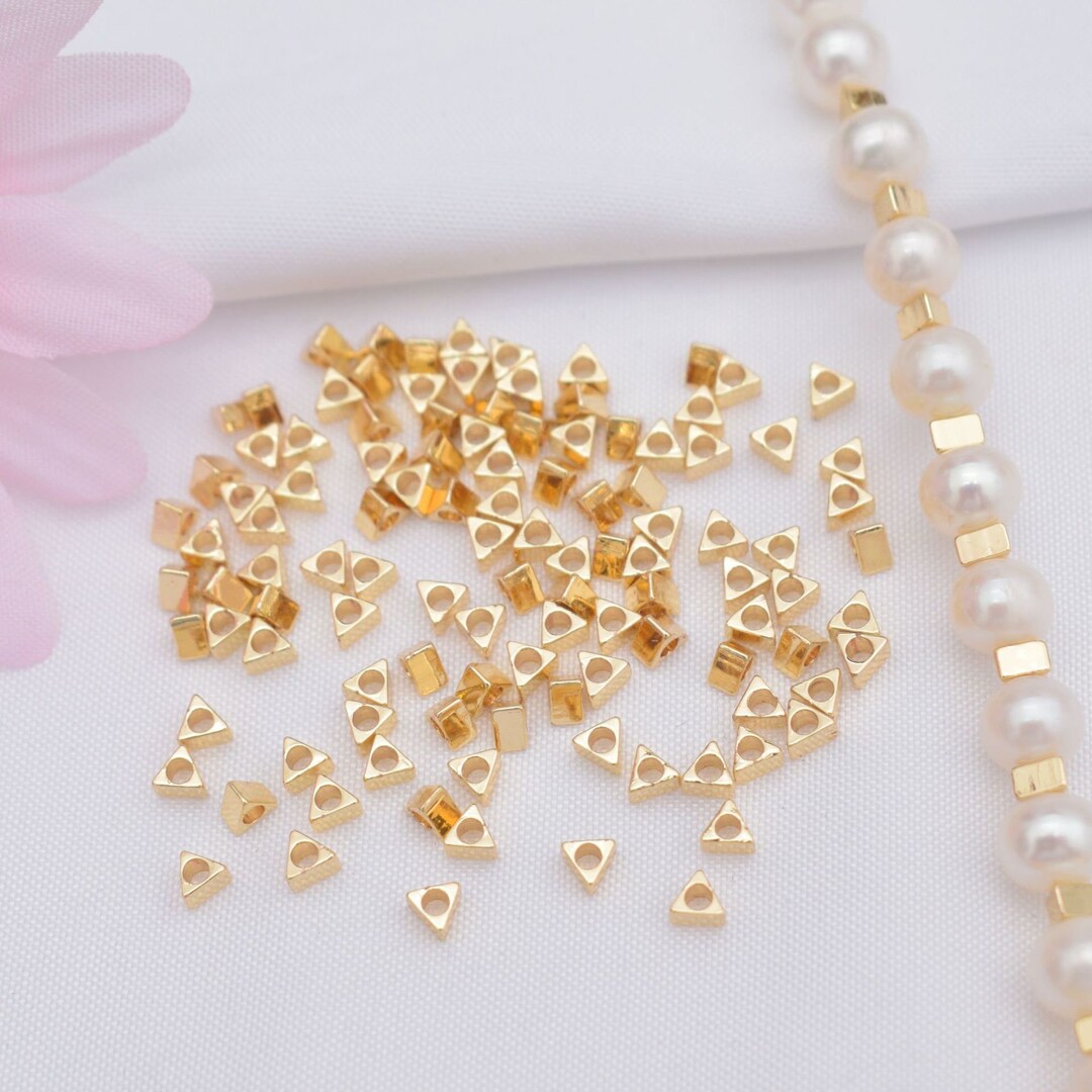 100 Pcs Polish Triangle Bead, Flat Triangular Prism Column Spacer - Etsy