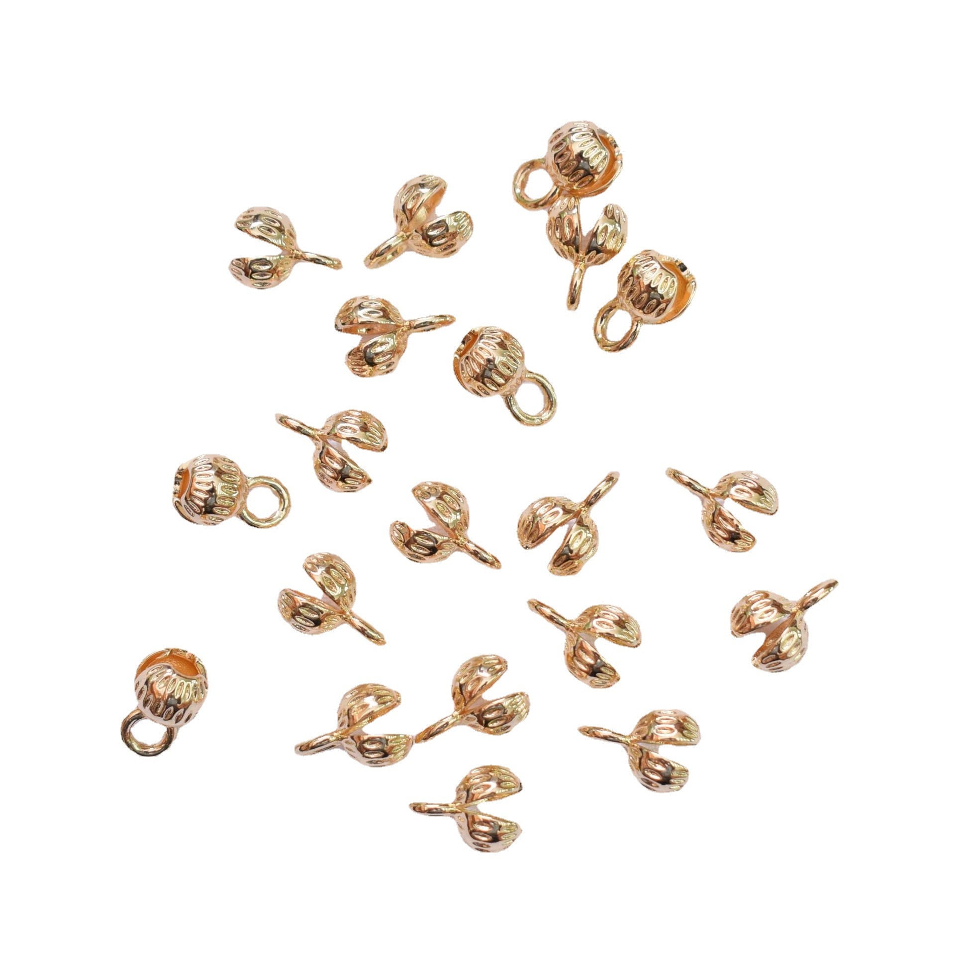 10 Pcs Big Bead Chain Ends, Carved Beaded Chain Crimps With Loop, Ball ...