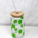 GLASS CAN CLOVER 4 Leaf Clover St. Patrick’s Day Cup Green 16oz Bamboo ...