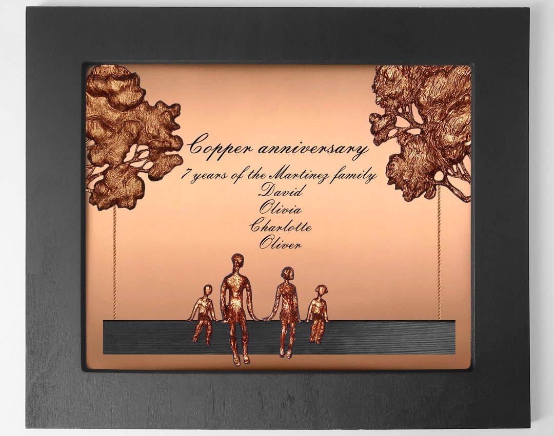 Copper Family Portrait, Personalized Family Tree Art, Bronze ...