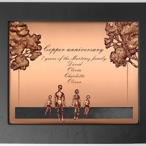 Copper Family Portrait, Personalized Family Tree Art, Bronze ...