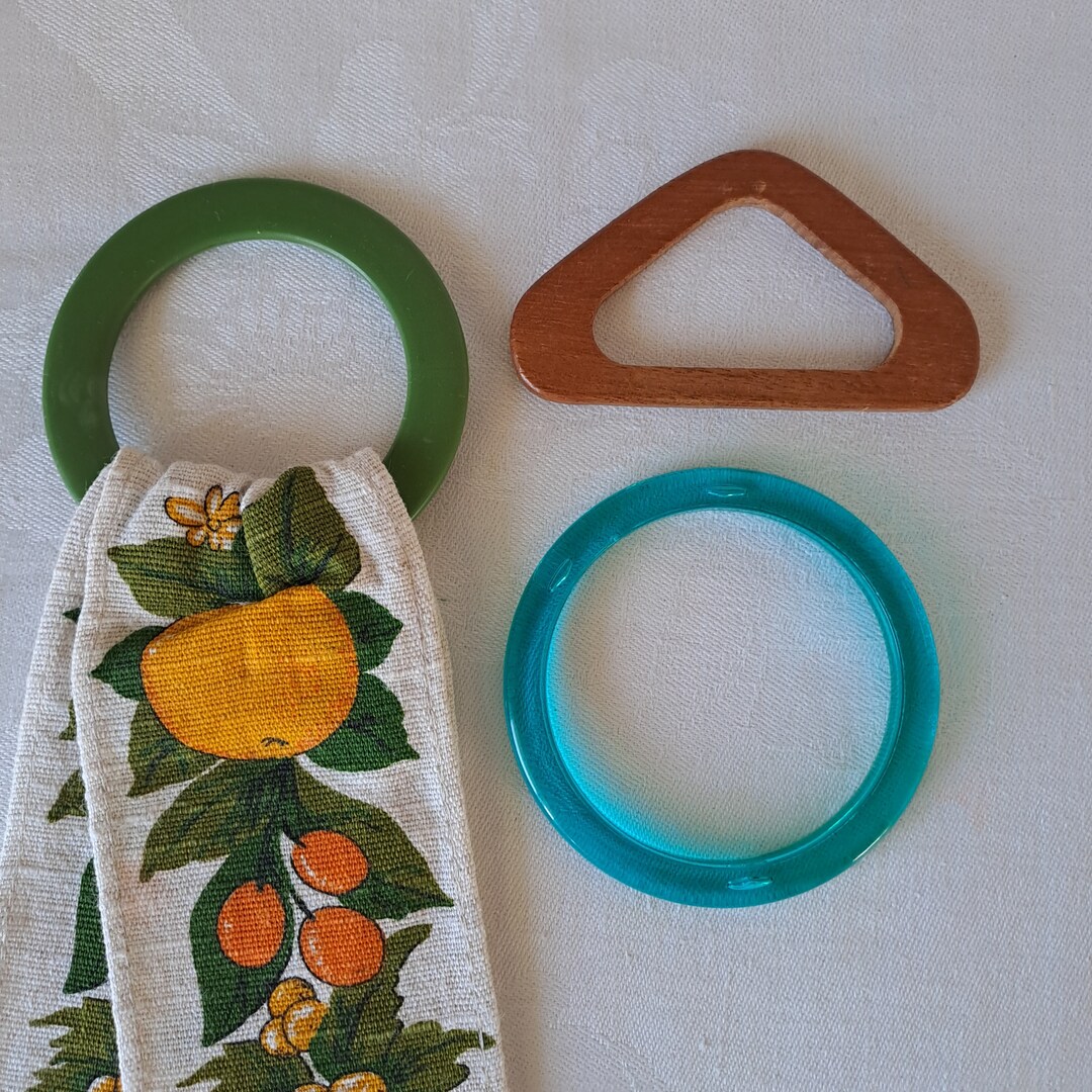 3-piece Set of a 1970's Tray Hanger and 2 Rings. 1 Plastic Ring and 1 ...