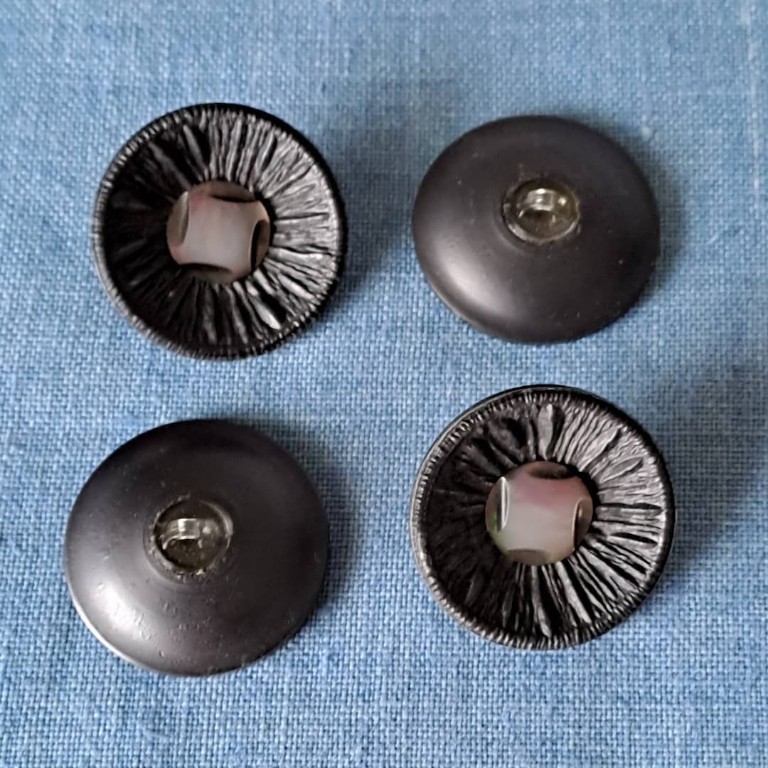 4 Unusual Big Vintage MOP and Bakelite Buttons. Glued on Plastic Shank ...