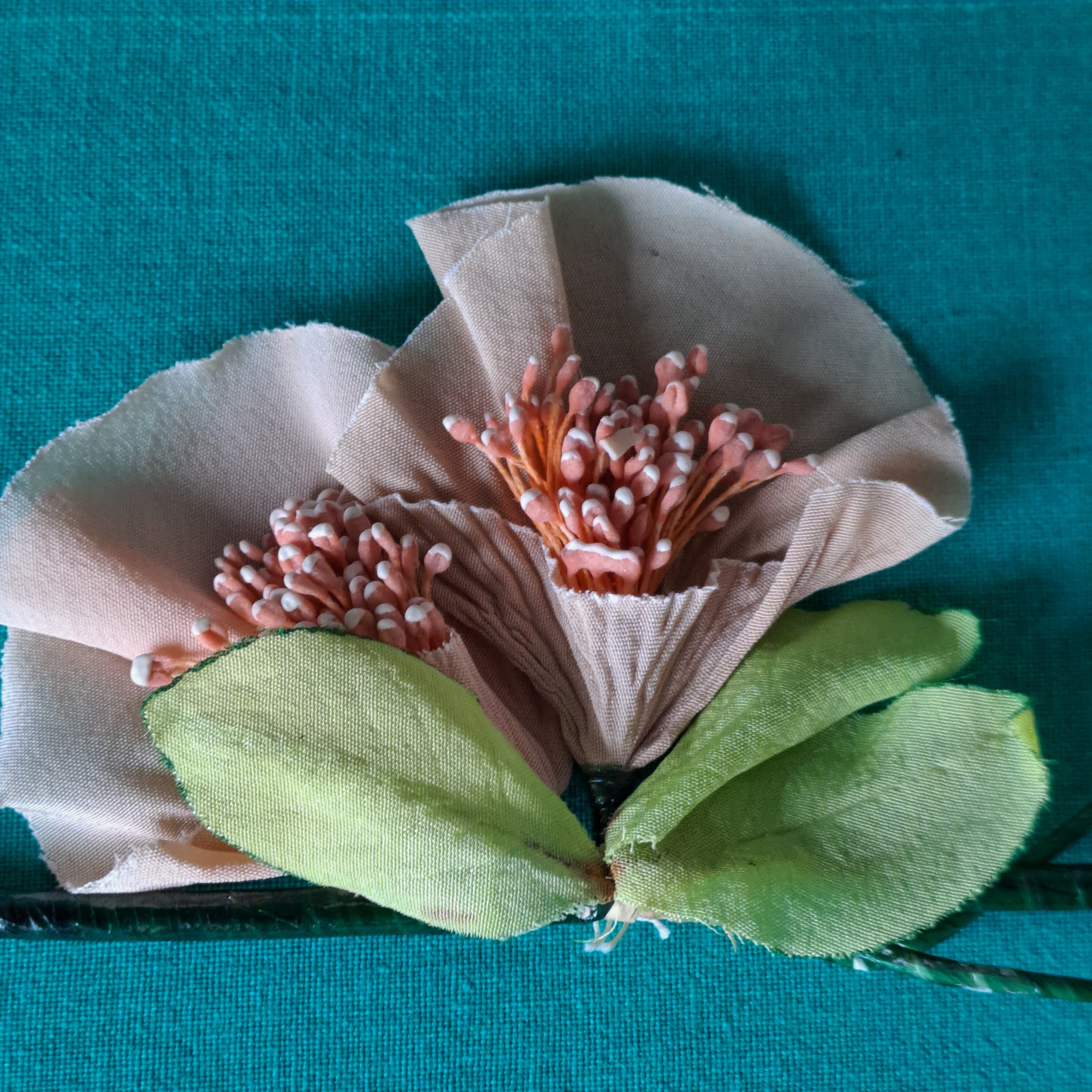 2 Hat Trims or Millinery Flowers. Set From the 1960-70's. Both Handmade ...