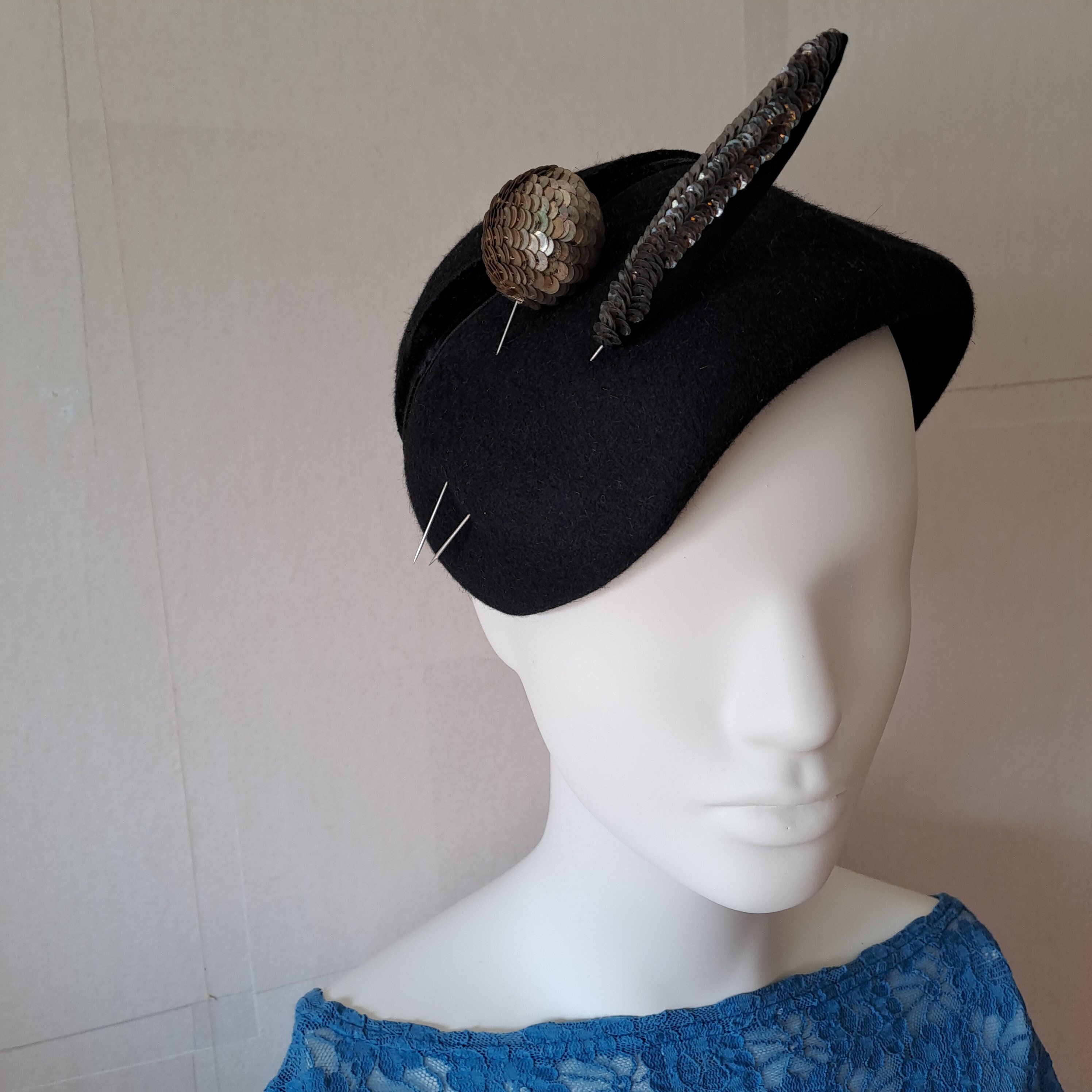 Set of 2 Big Vintage Fabric Hat Pins. 1 With Golden Sequins and 1 in ...