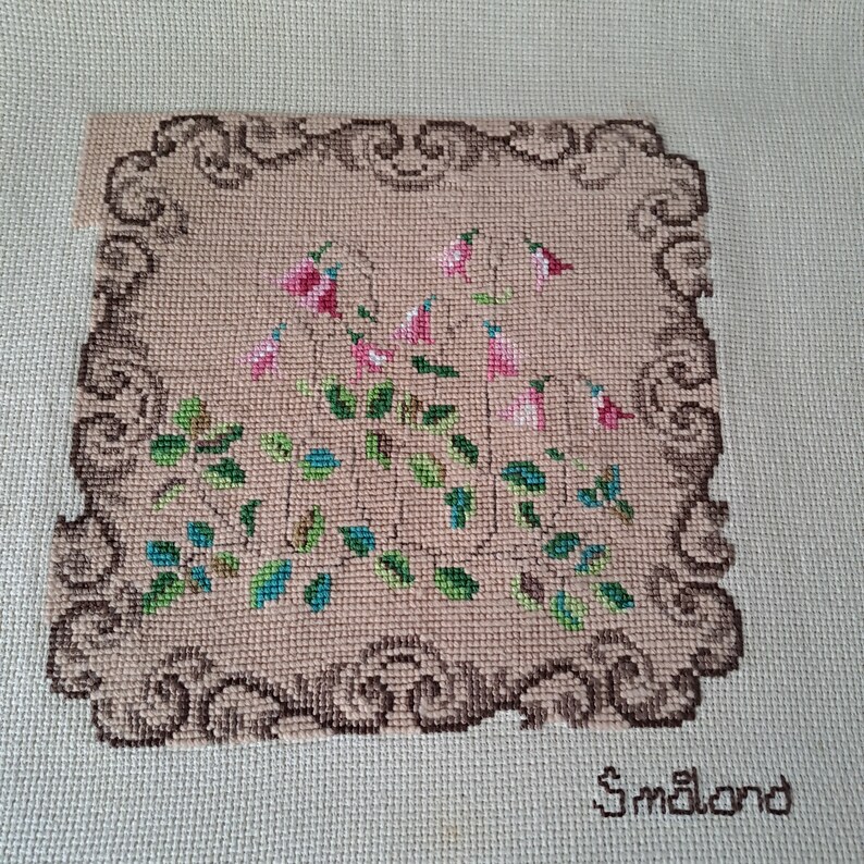 Linnea Flowers on a DIY Piece of Cross-stitch Embroidery. - Etsy