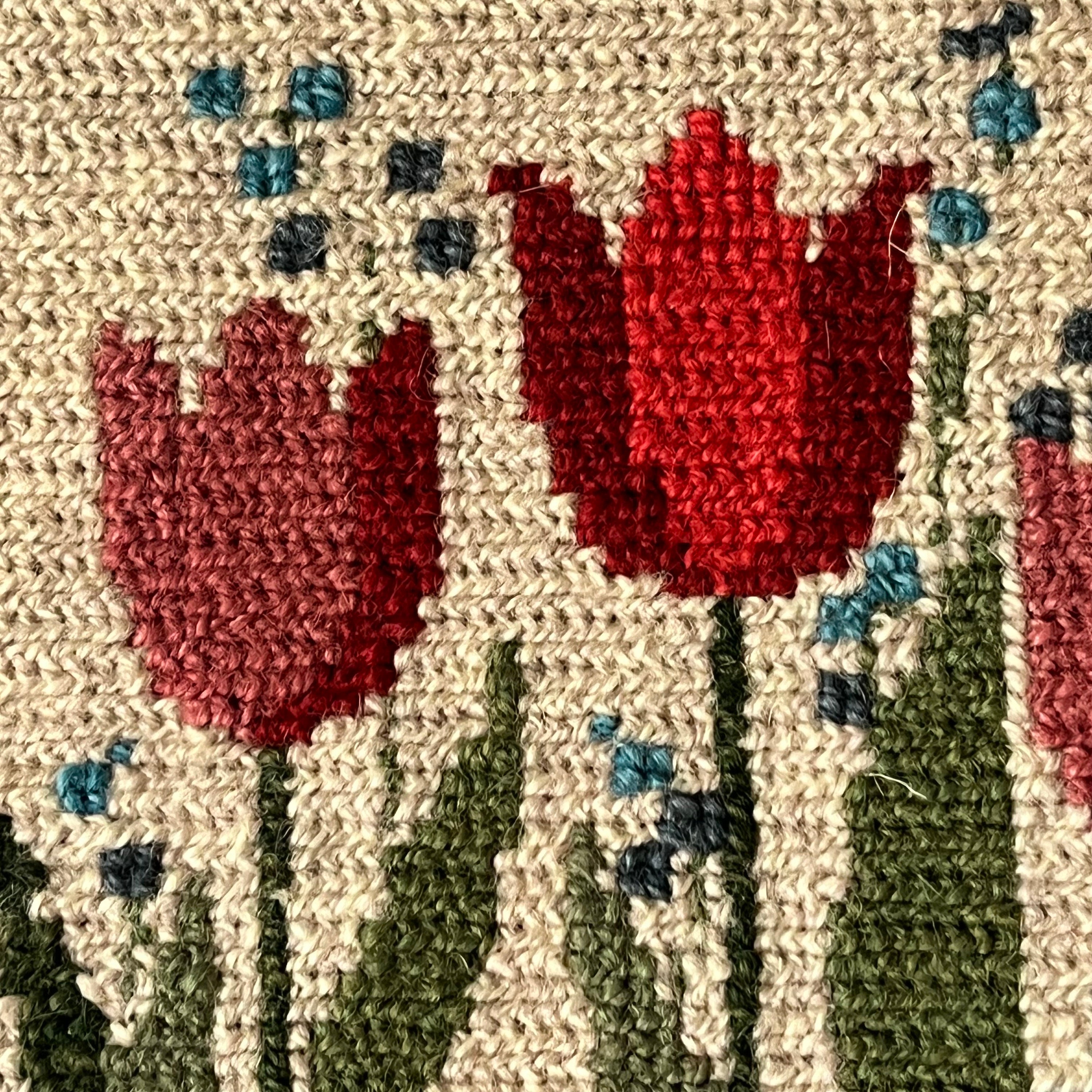 DIY Piece of Long Armed Cross-stitch Embroidery. Wool Yarn on Aida ...