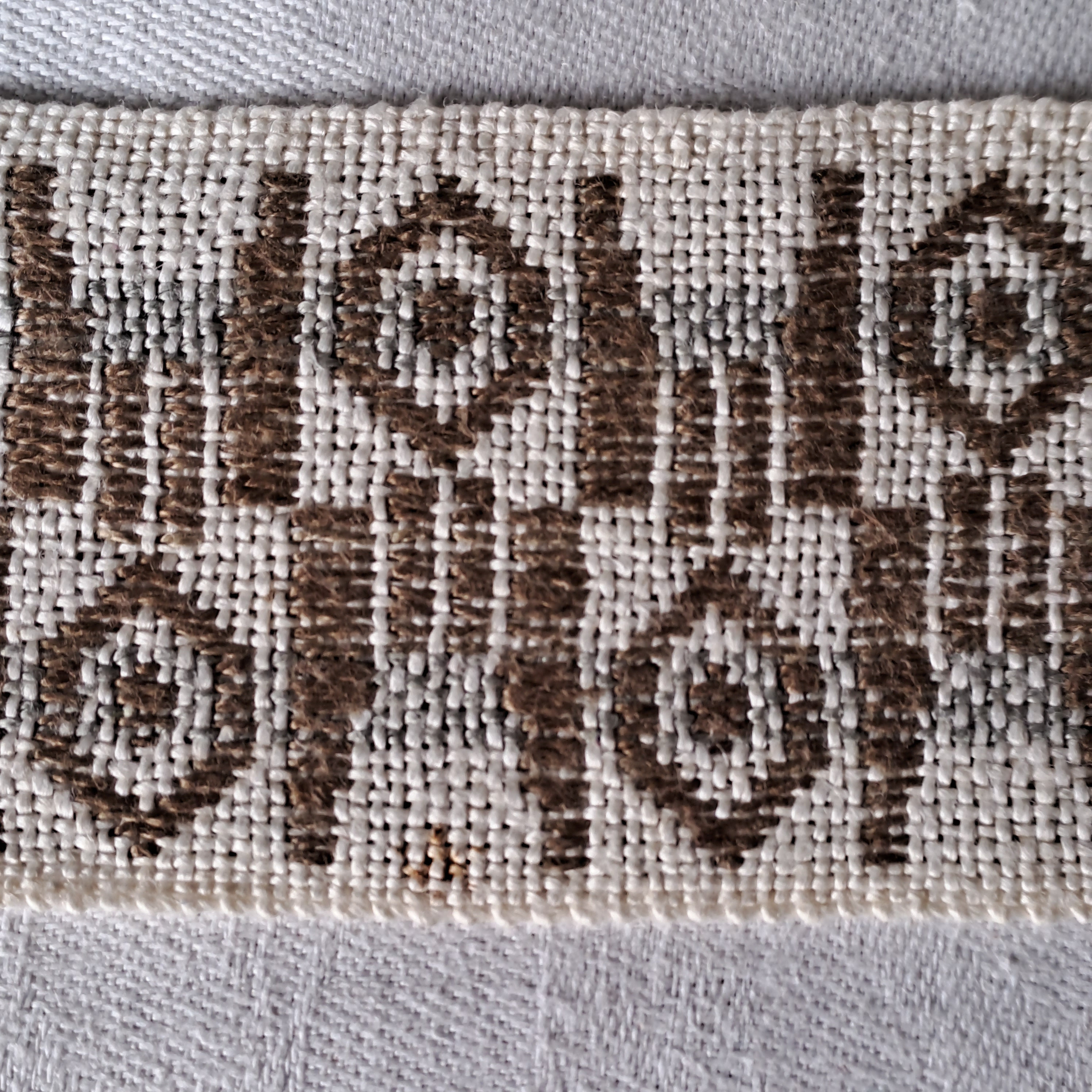 Hand Woven Linen Ribbons in 2 Pieces. Made With White, Gray and Beige ...