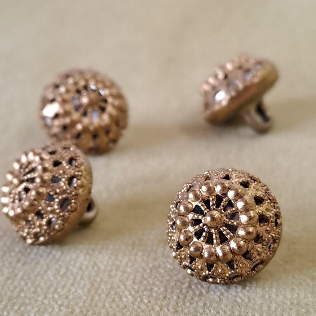 4 Metal Buttons. See Through Brass. Mirror Backs. Round Buttons. Metal ...