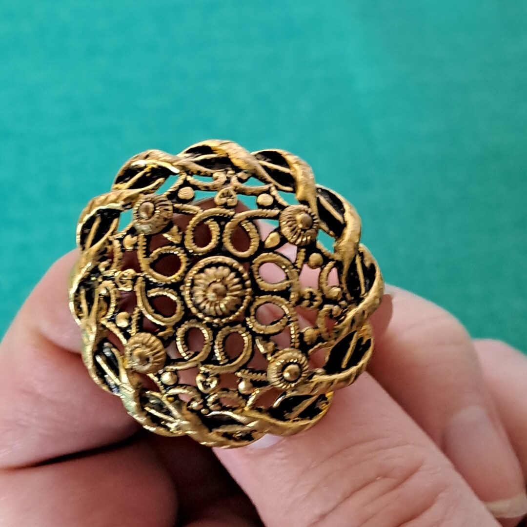 Brass Metal Button. Large Brass Buttons. One Piece Button. Intricate ...