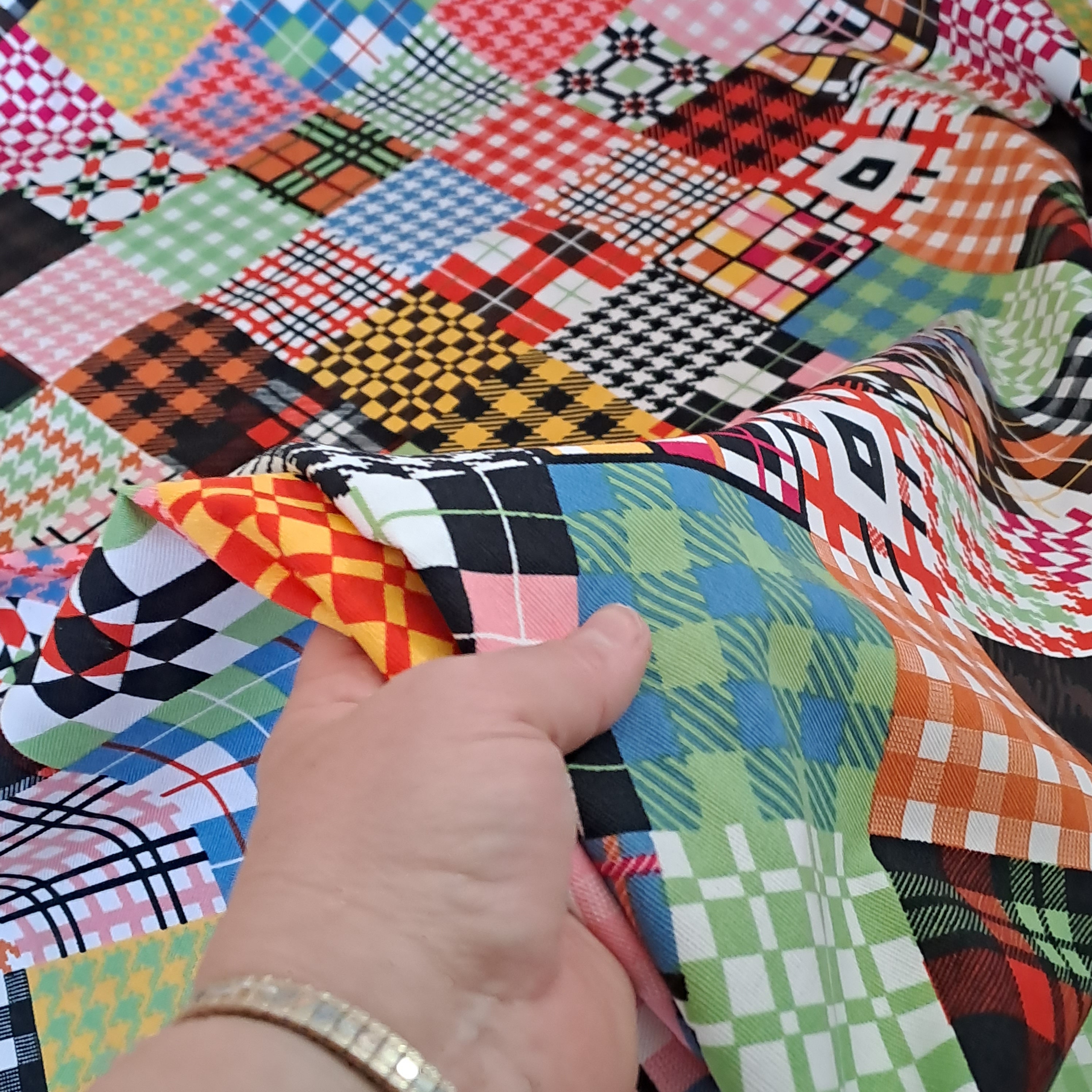 IKEA Lotta Külhhorn Cotton Fabric. Made in 2007. Colourful Patchwork ...