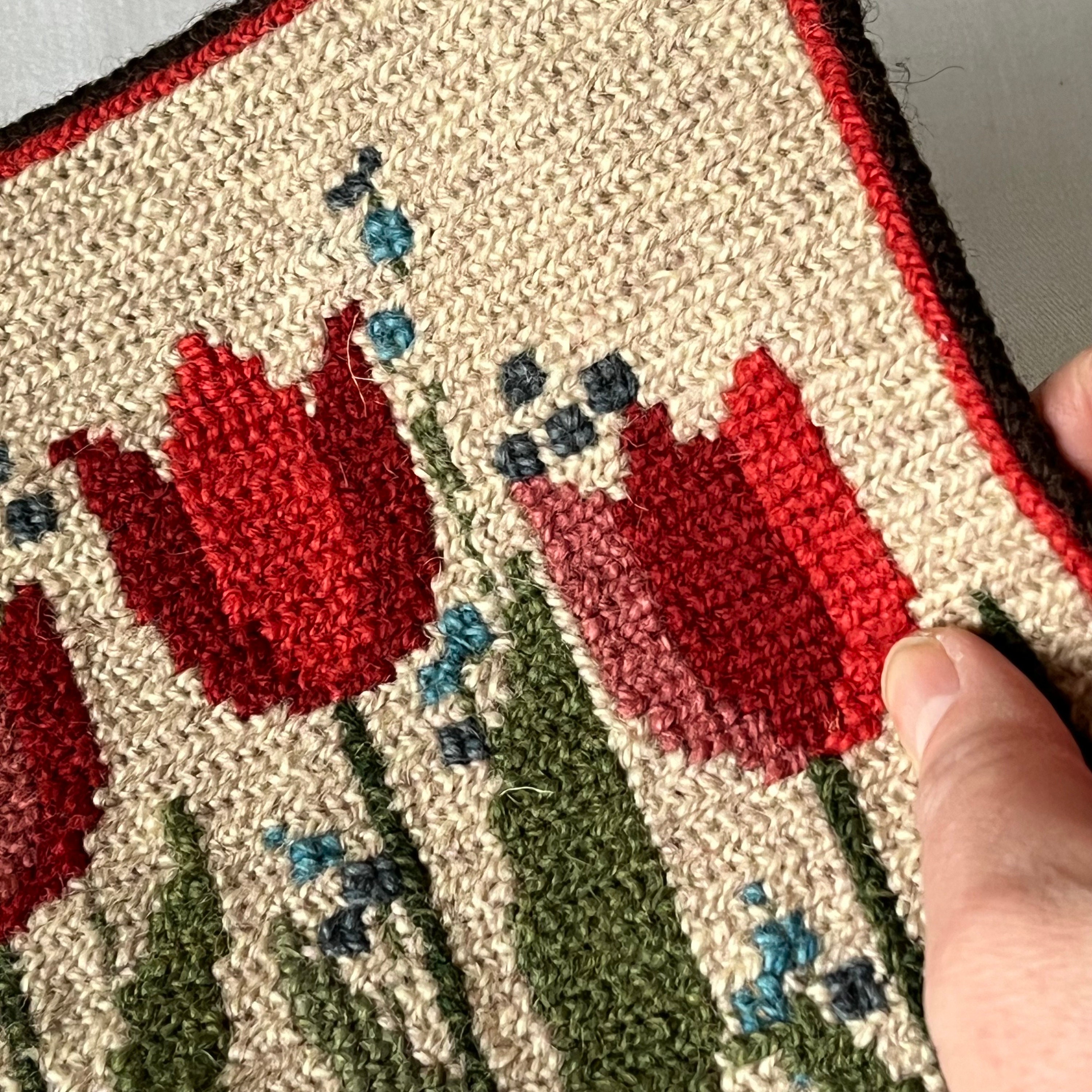 DIY Piece of Long Armed Cross-stitch Embroidery. Wool Yarn on Aida ...