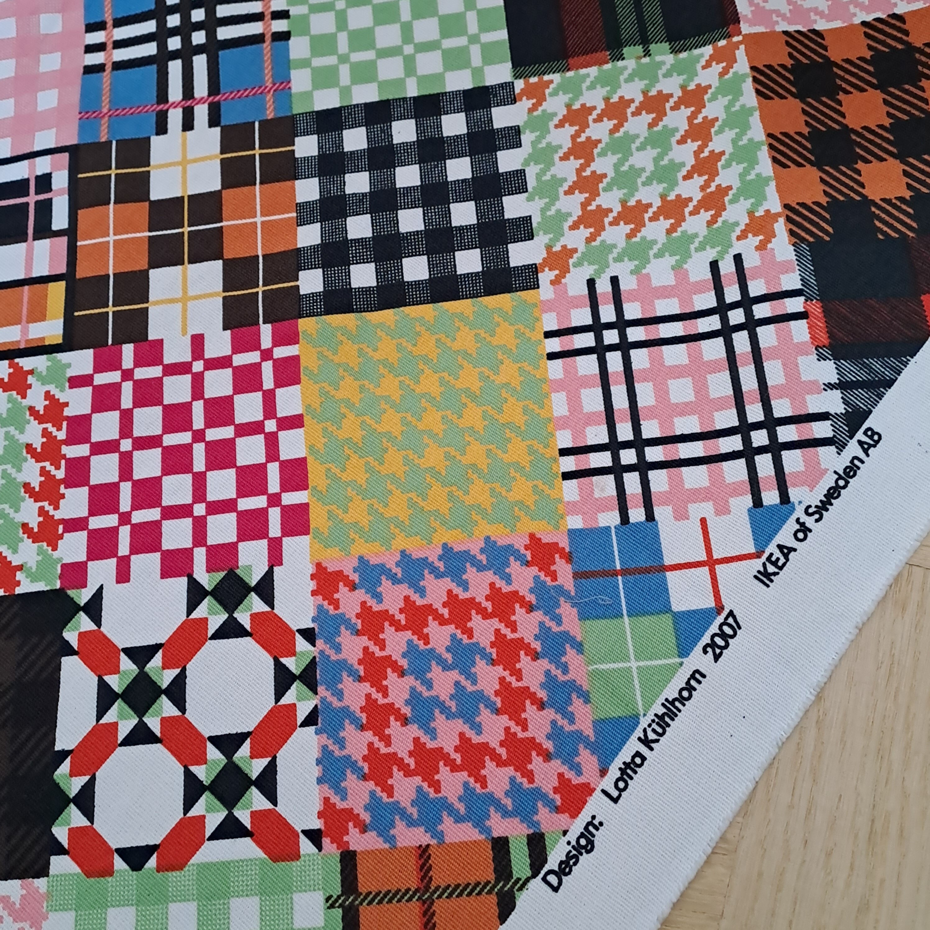 IKEA Lotta Külhhorn Cotton Fabric. Made in 2007. Colourful Patchwork ...