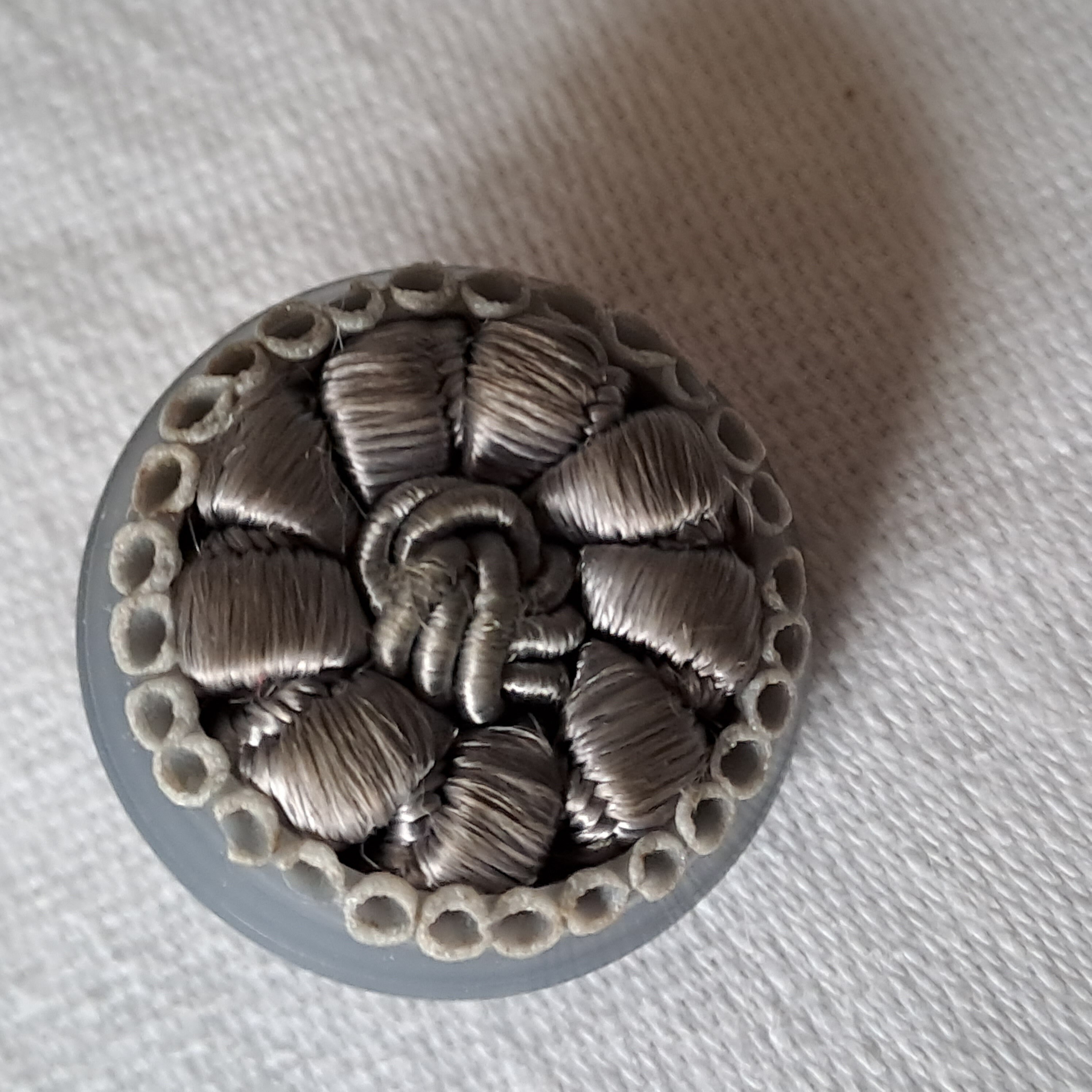 6 Silk Thread and Plastic Vintage Gray Buttons. Never Used. Extra Large ...