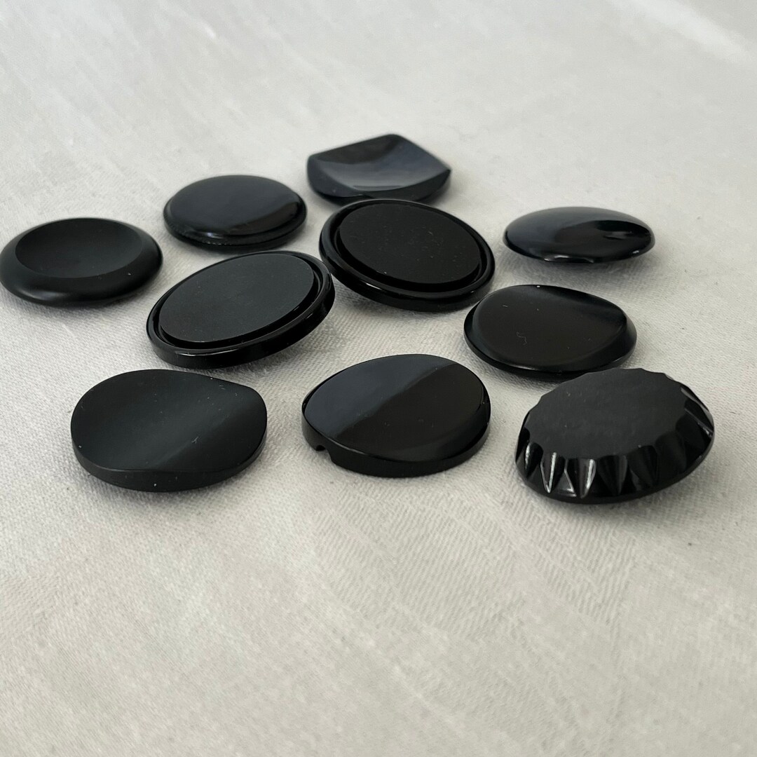 Set of 10 Vintage Bakelite Buttons in Black. All Bigger Than 30 Mm/1.1 ...