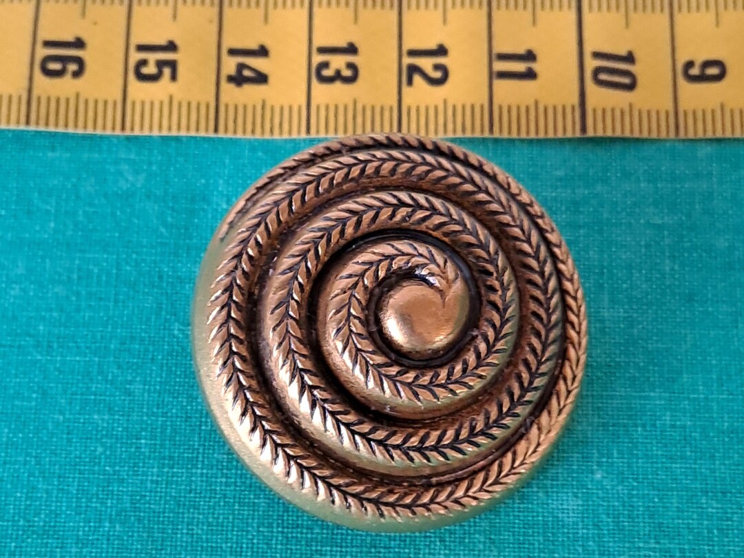 1 Large Metal Button. Brass With Copper Loop Shank. Round Button With ...