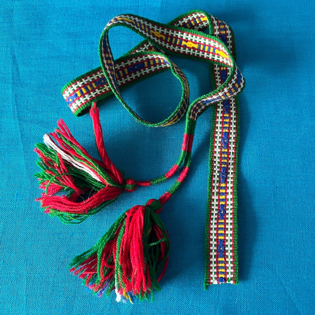 Vintage Hand Woven Ribbon. Tablet Woven Belt. Viking Trim in 100% Wool ...