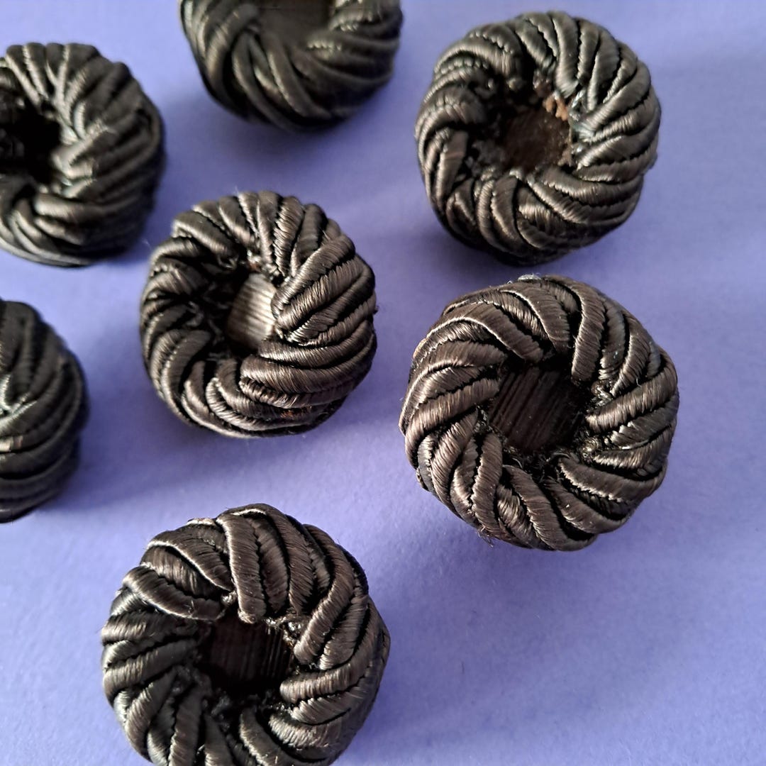 7 Silk Thread Buttons. Passementerie. Coat Buttons. 1950s-60s. Round ...