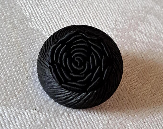 7 Black Plastic and Silk Buttons. Passementerie Buttons. Silk Middle ...