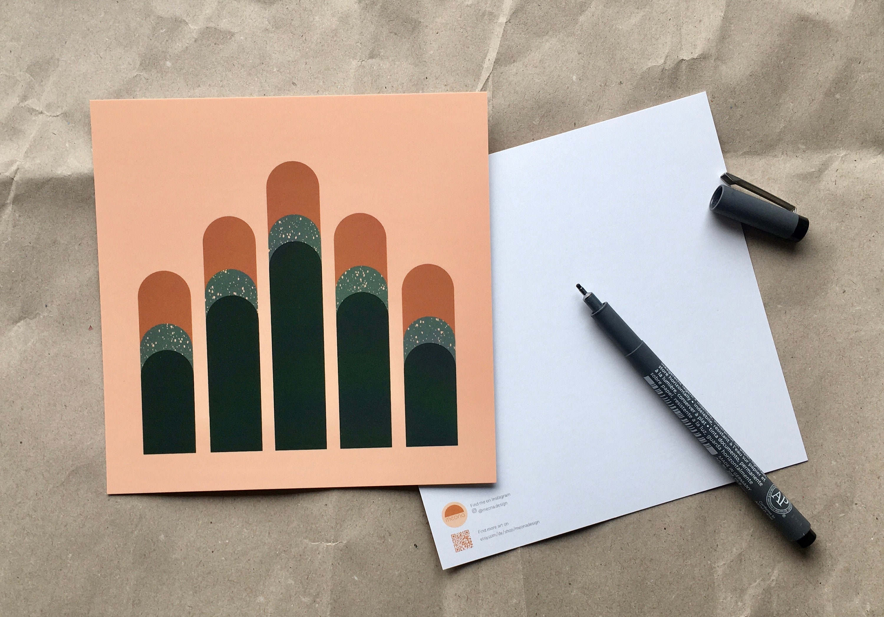 Abstract Postcard Minimal Postal Card Mid Century Design Abstract Art ...