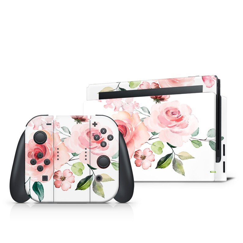 Watercolor Flowers Decal Nintendo Switch Pink Rose Skin Switch - Etsy