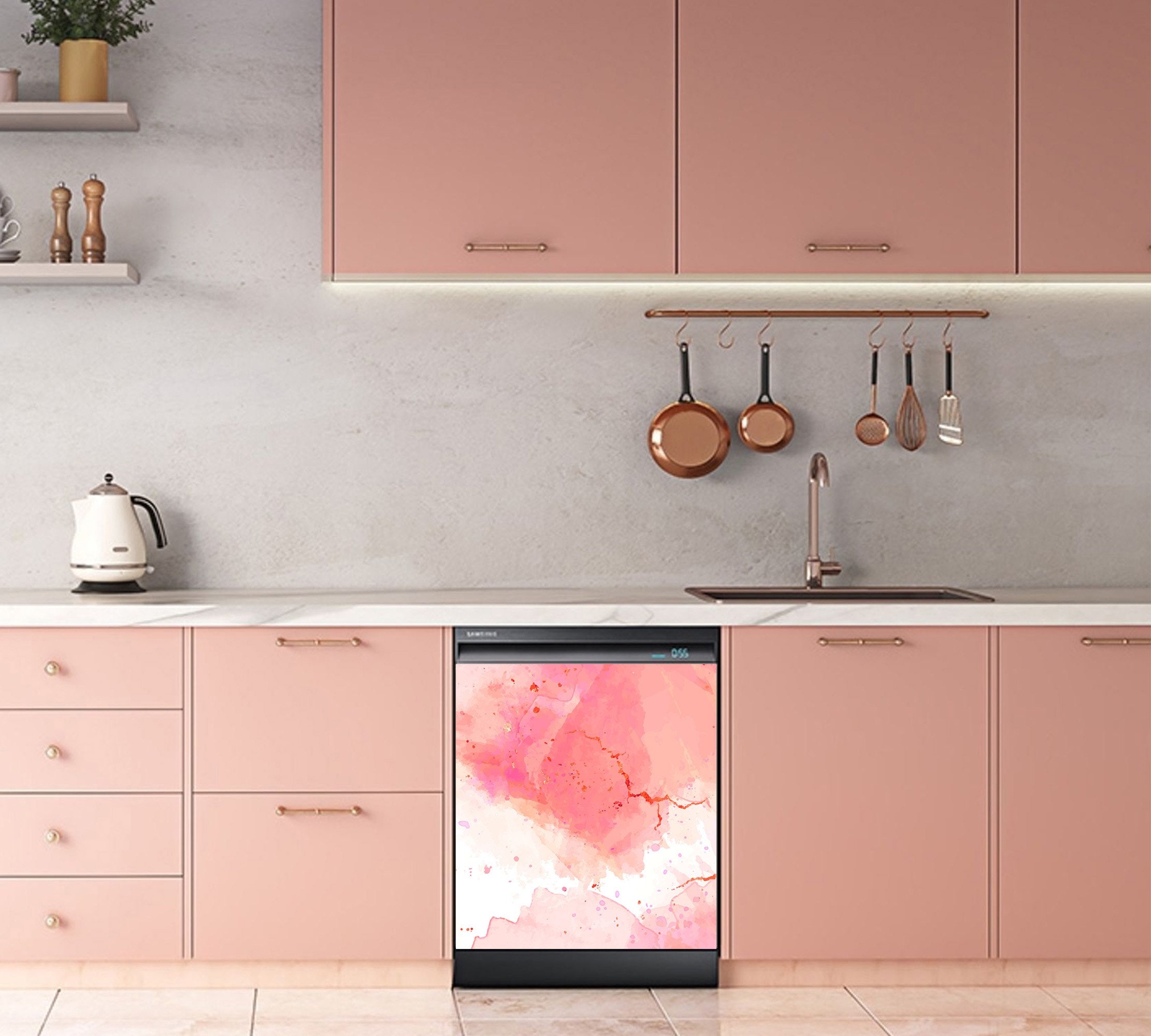 Watercolor Dishwasher Cover Red Dishwasher Skin Peach Dishwasher Skin ...
