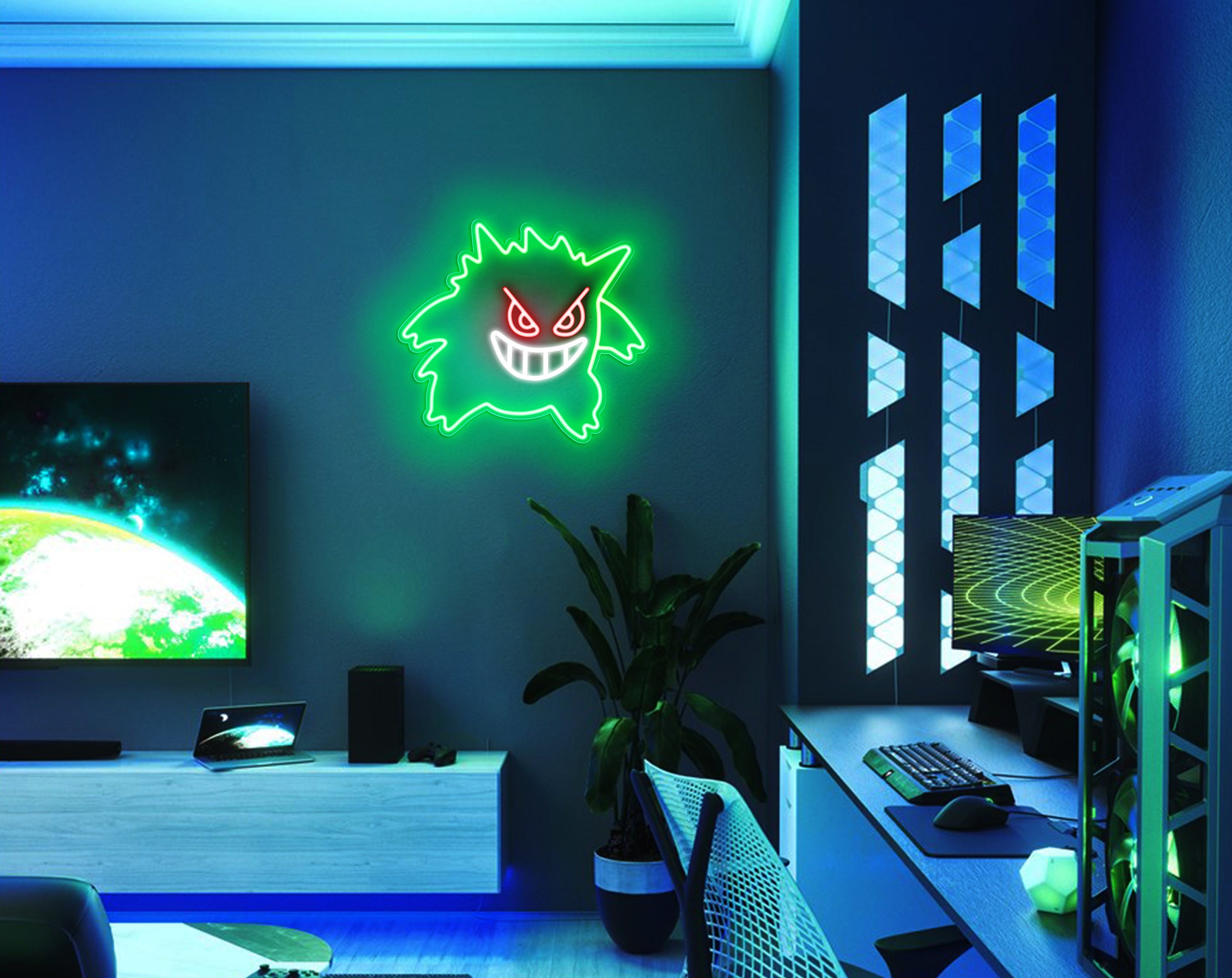 Neon Gengar Purple Sign Event Decor Custom Neon Wall Decor - Etsy