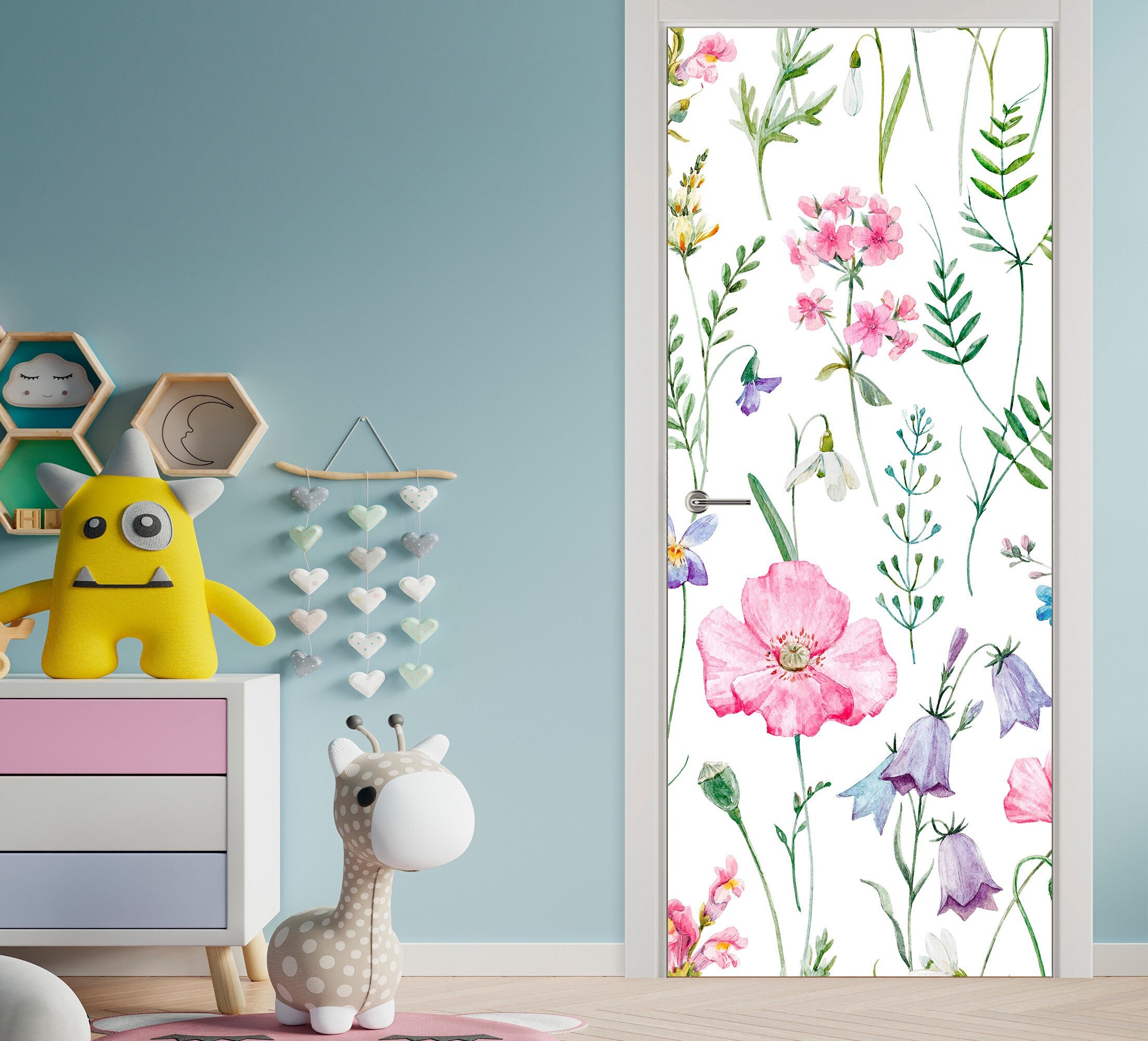 Cute Meadow Door Skin Vinyl Door Decal Nursery Vinyl Door Decal Front ...