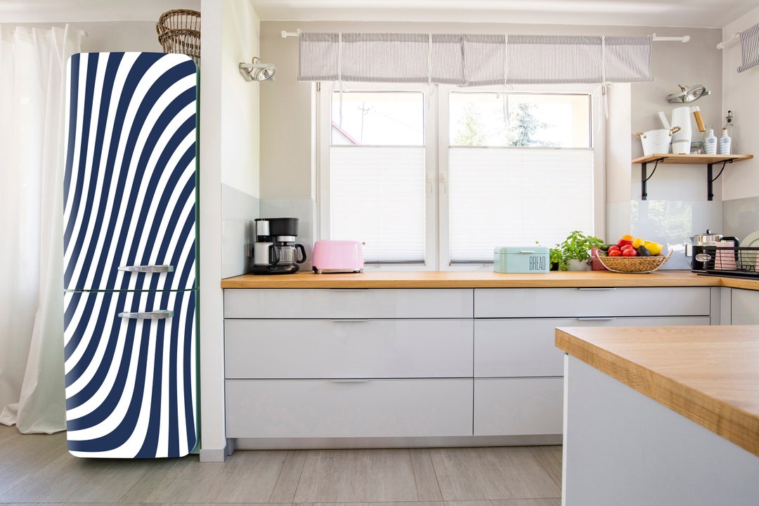 Blue Lines Stickers Geometric Fridge Decal Kitchen Decor Gift Idea ...