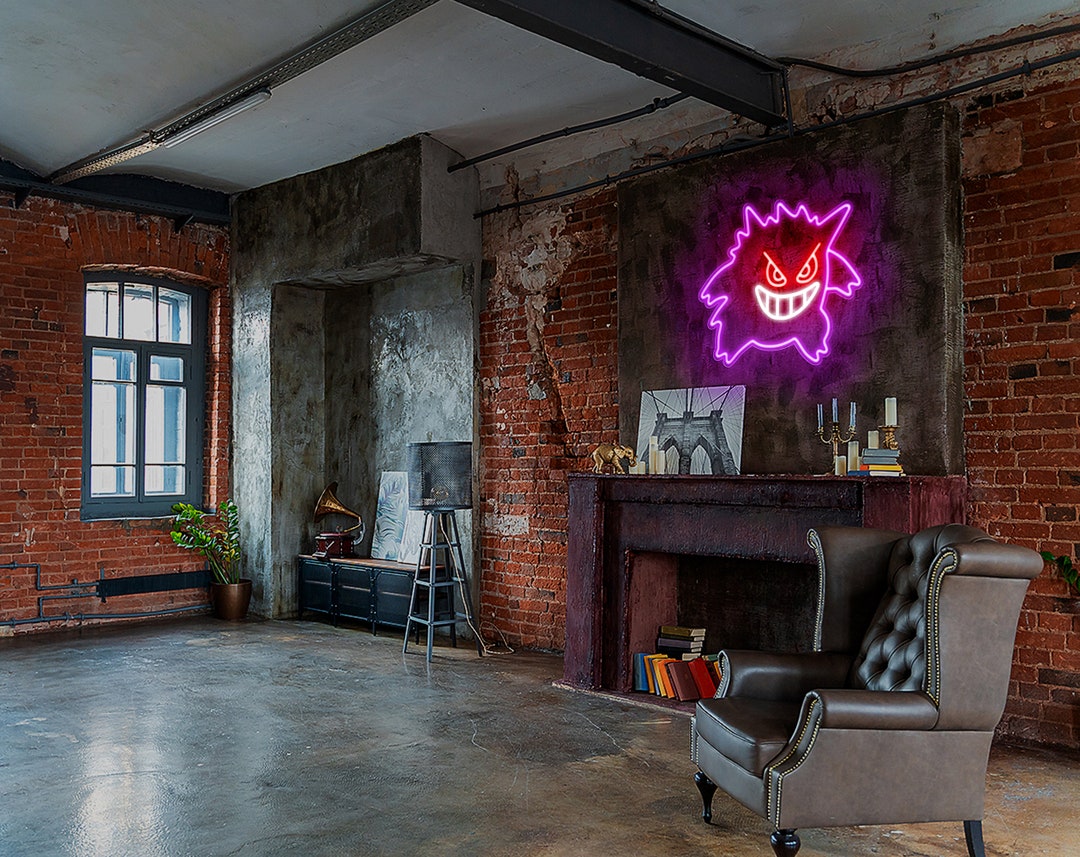 Neon Gengar Purple Sign Event Decor Custom Neon Wall Decor Sigh Home ...