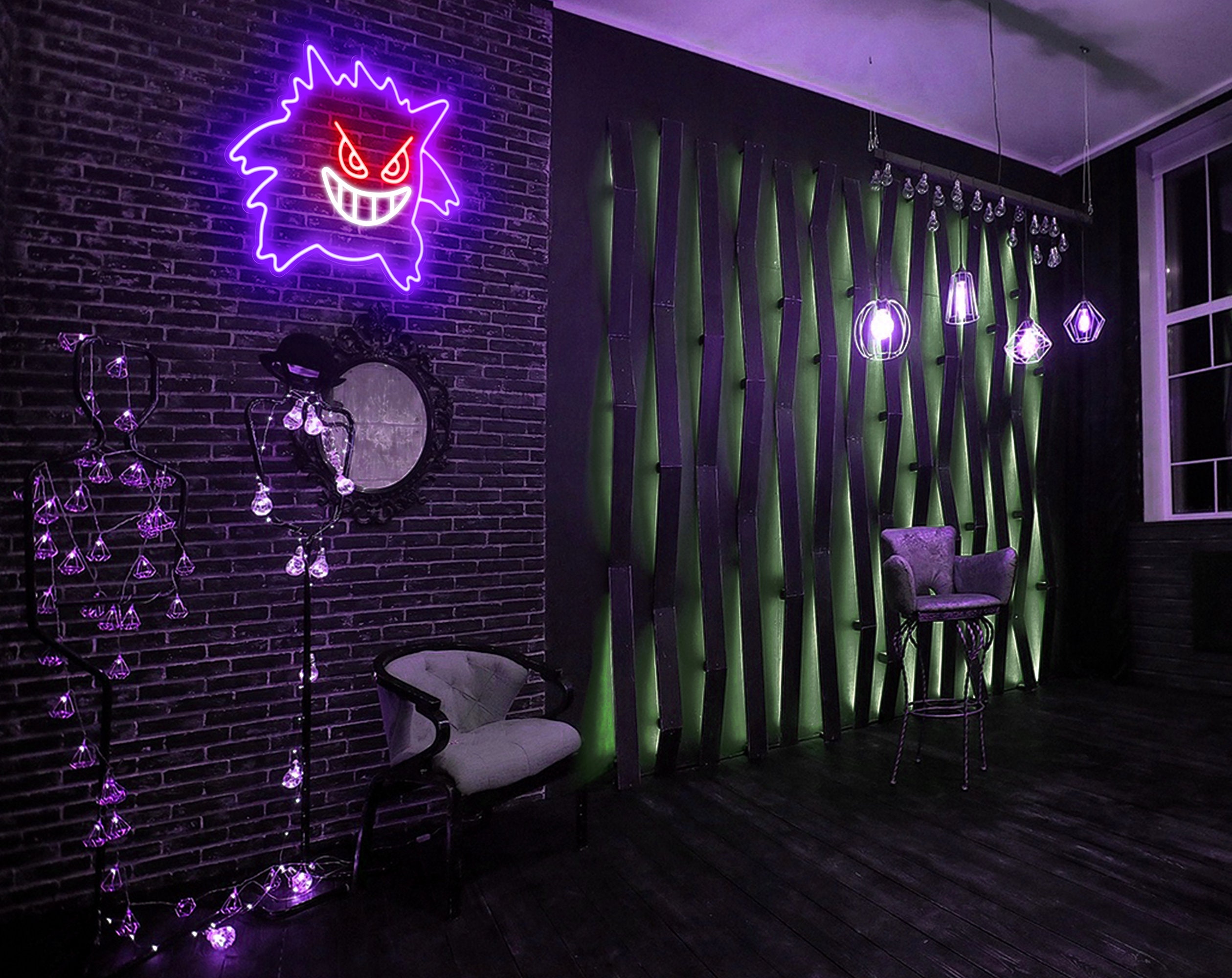 Neon Gengar Purple Sign Event Decor Custom Neon Wall Decor - Etsy