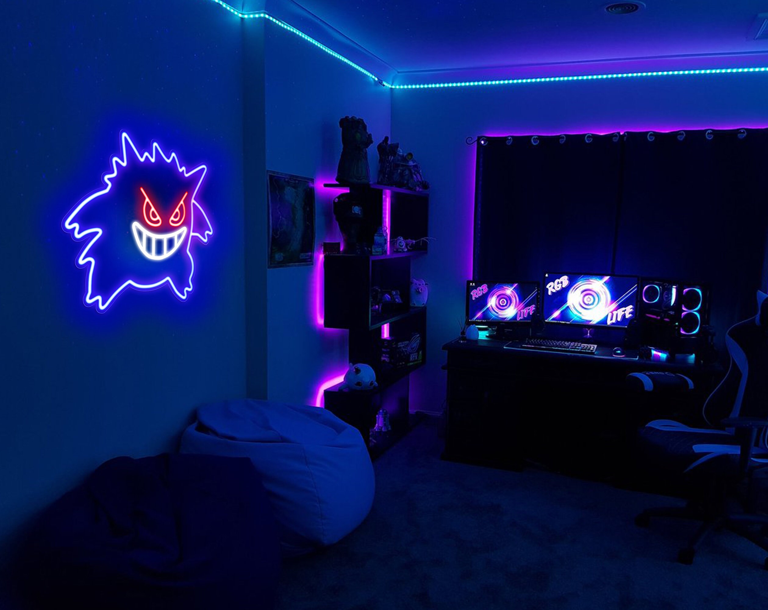Neon Gengar Purple Sign Event Decor Custom Neon Wall Decor - Etsy