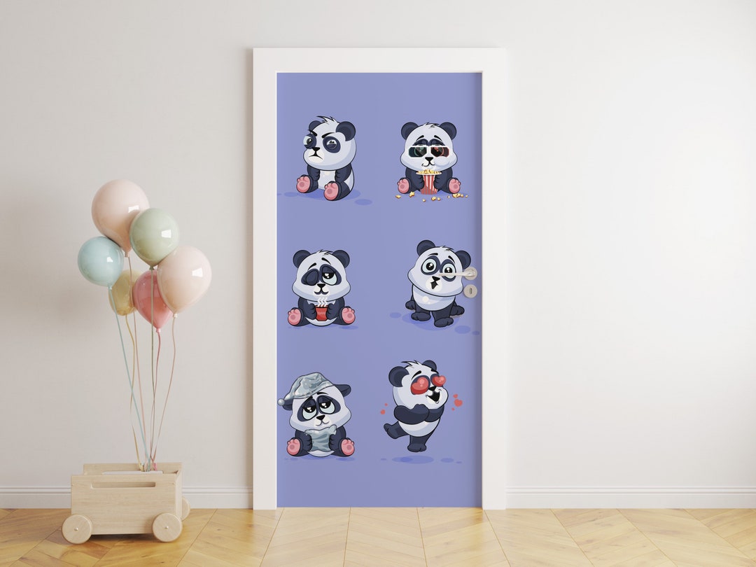 Cute Pandas Door Skin Vinyl Door Decal Nursery Vinyl Door - Etsy