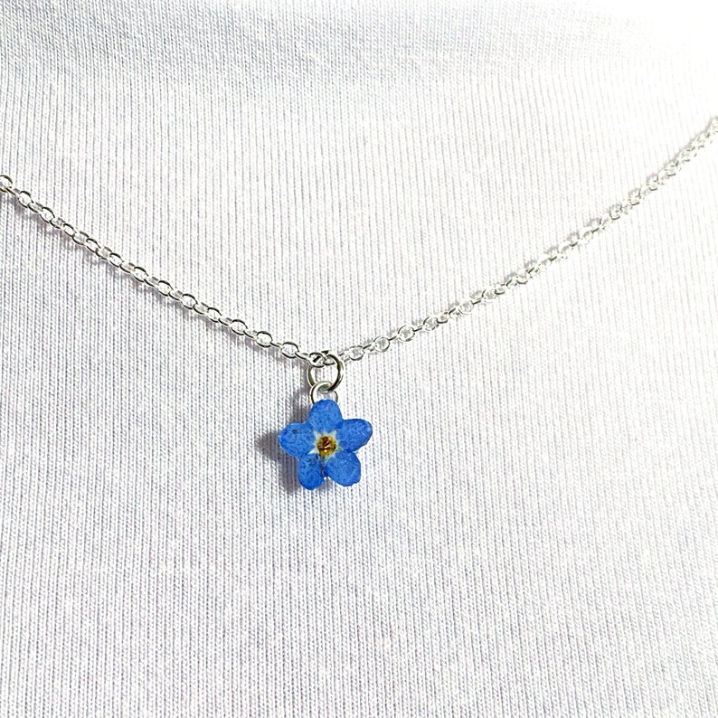 Forget Me Not Necklace Sterling Silver Necklace Gold Chain / | Etsy UK