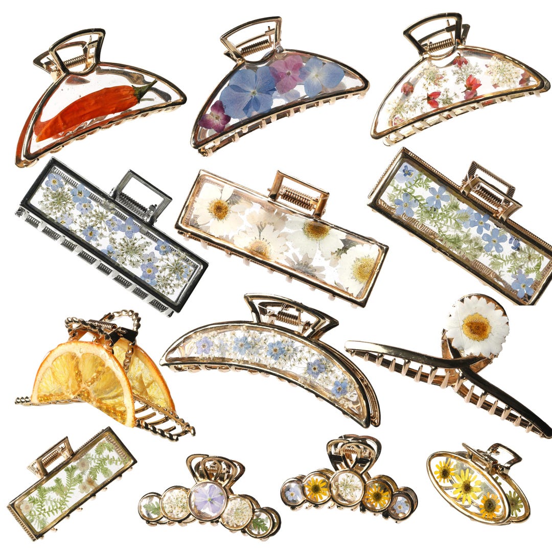 Handmade Resin Claw Clips With Pressed Flowers, Unique Floral Hair ...